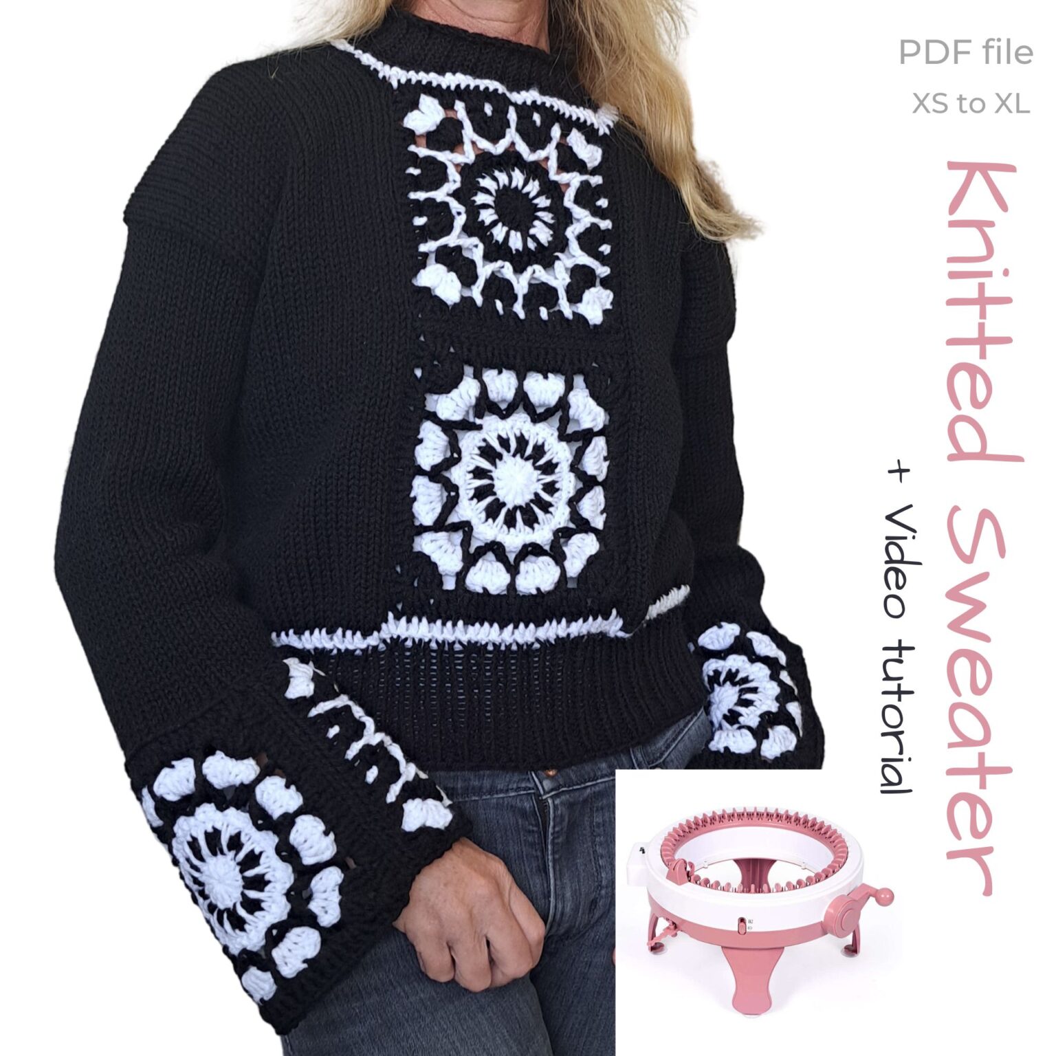 Granny square Sweater Sentro knitting machine - Knitting Machine patterns