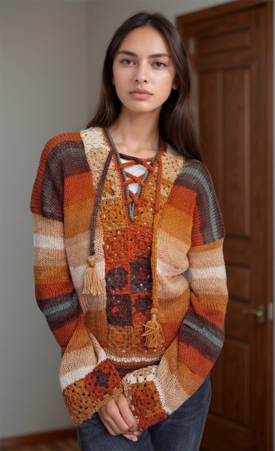 Granny Square Sweater Sentro Knitting Machine